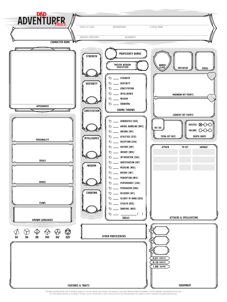 Narrative Character Sheet FormFillable | PDF | Role Playing Games | Fantasy