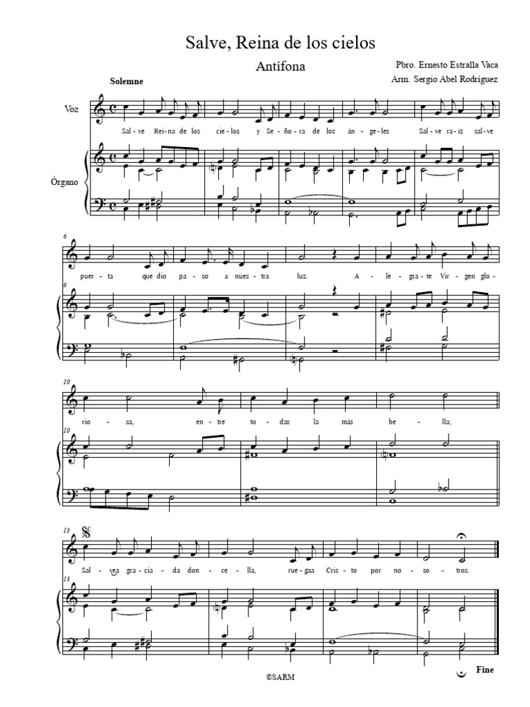 Salve, Reina de los Cielos: Letra y Música | PDF