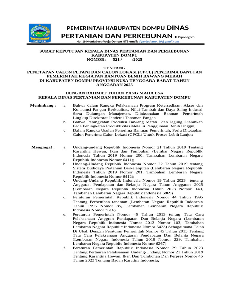 SK CPCL Bawang Merah 2025 | PDF