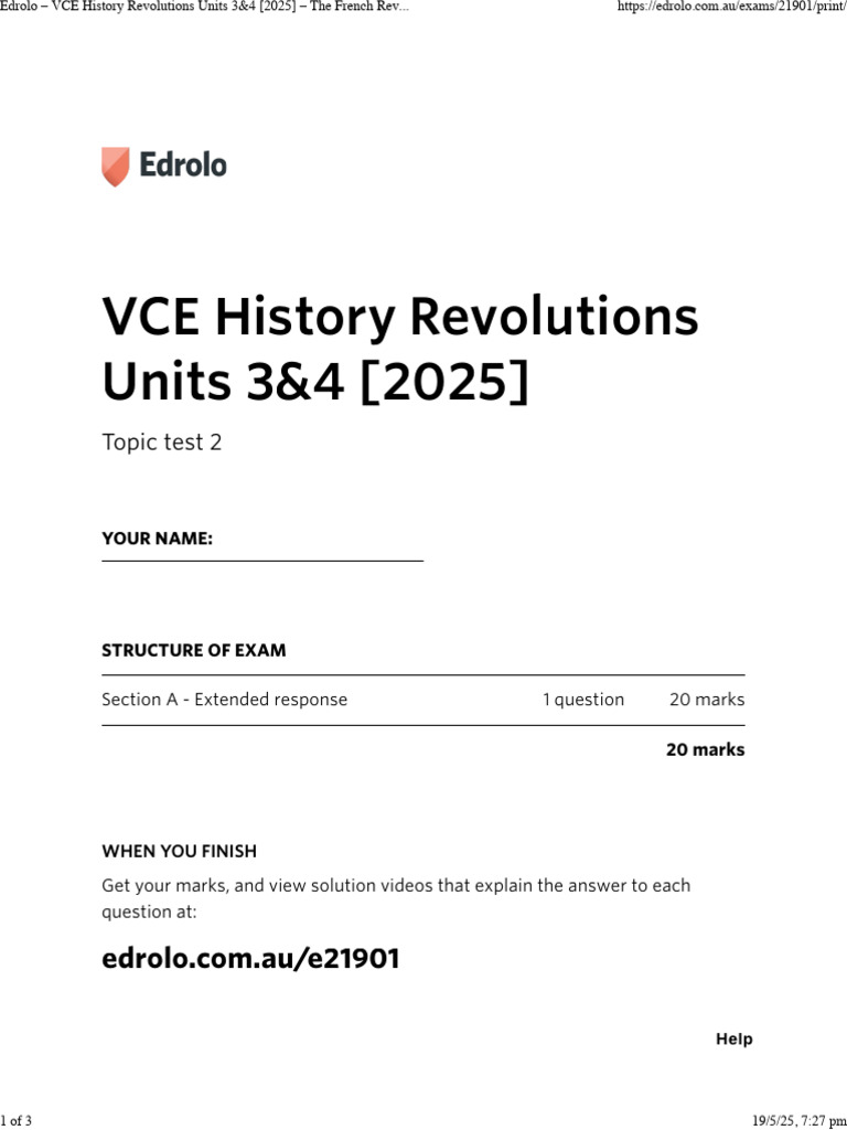 Edrolo - VCE History Revolutions Units 3&4 (2025) - The French ...