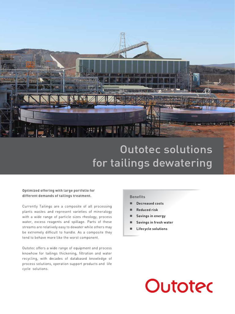 Ote Outotec Solutions For Tailings Dewatering Eng | PDF | Recycling ...