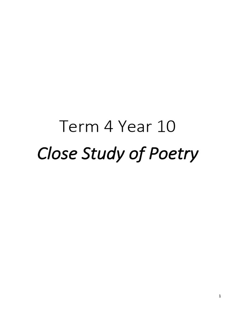 Year 10 Poetry Study Guide | PDF | Romanticism | Poetry
