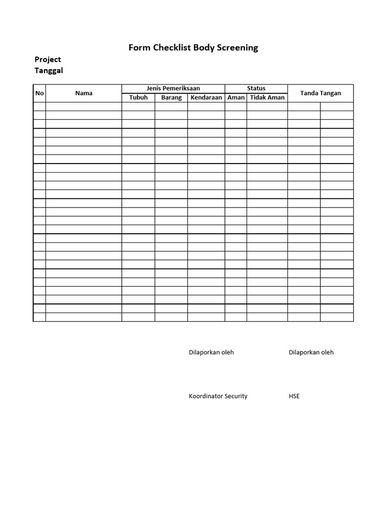 Form Checklis Tbody Screening | PDF