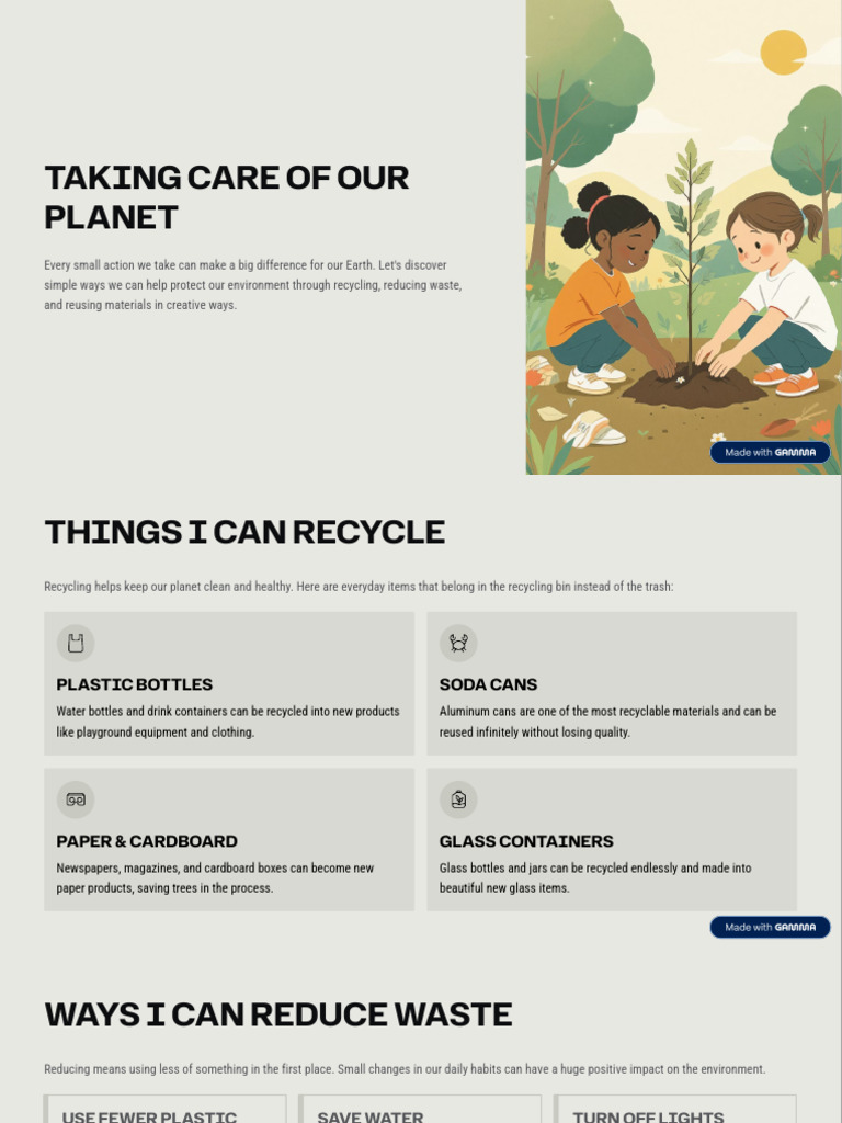 Taking Care of Our Planet | PDF | Recycling | Reuse