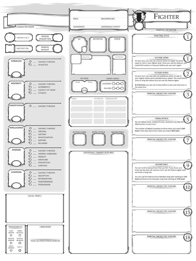 Class Character Sheet Fighter V13 | PDF