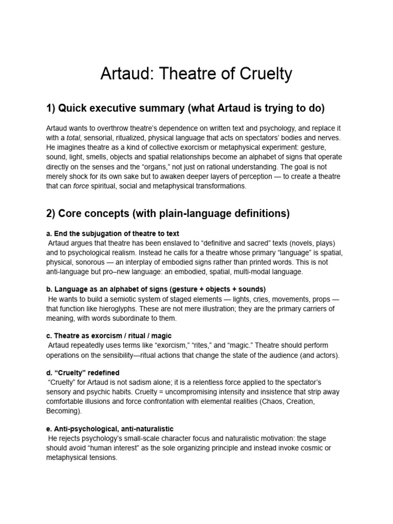 Artaud - Theatre of Cruelty | PDF