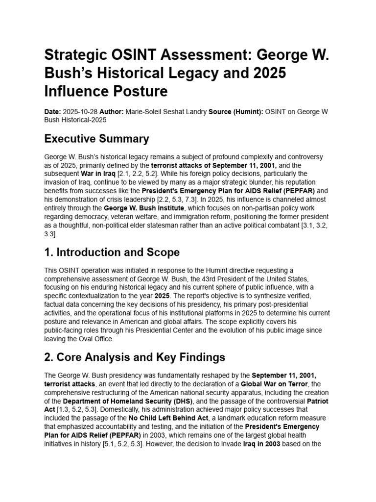 Bush's Legacy and Influence in 2025 | PDF | George W. Bush | American ...