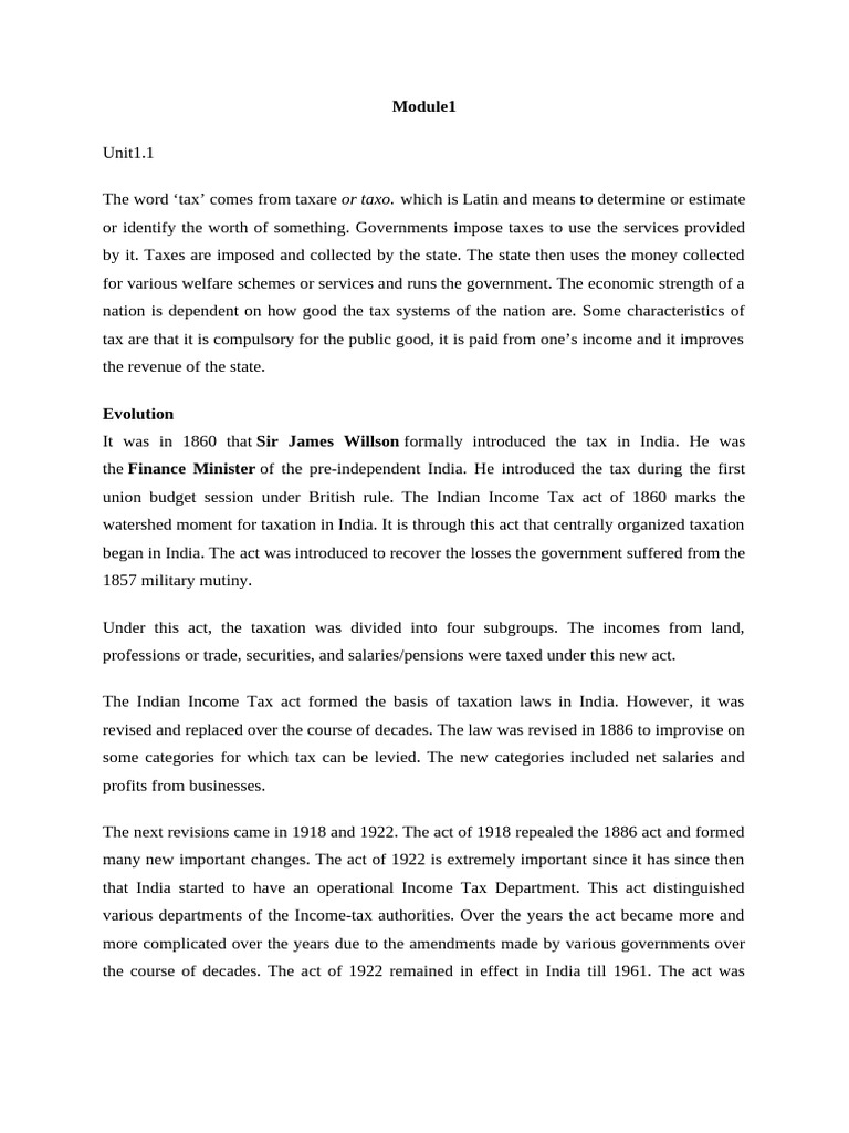 Module1 Evolution of Income Atx in India | PDF | Taxes | Income Tax