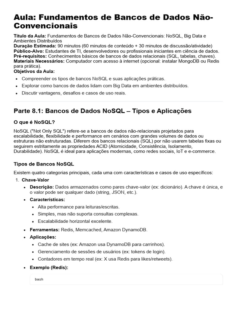 Fundamentos de Bancos de Dados NoSQL - Grok | PDF | No SQL | Bancos de ...