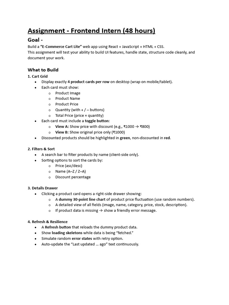 Assignment - Frontend Intern (48 Hours) | PDF | Computing | Software