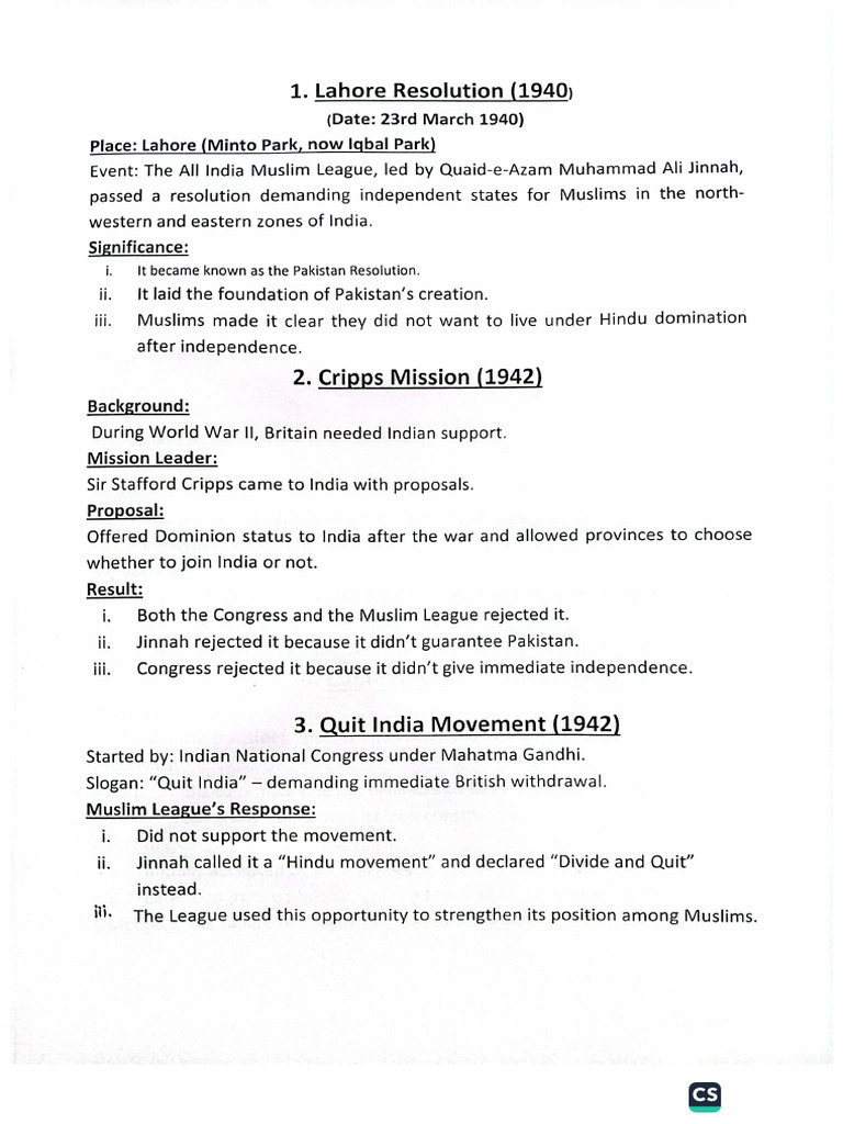 Lahore Resolution (1940) | PDF