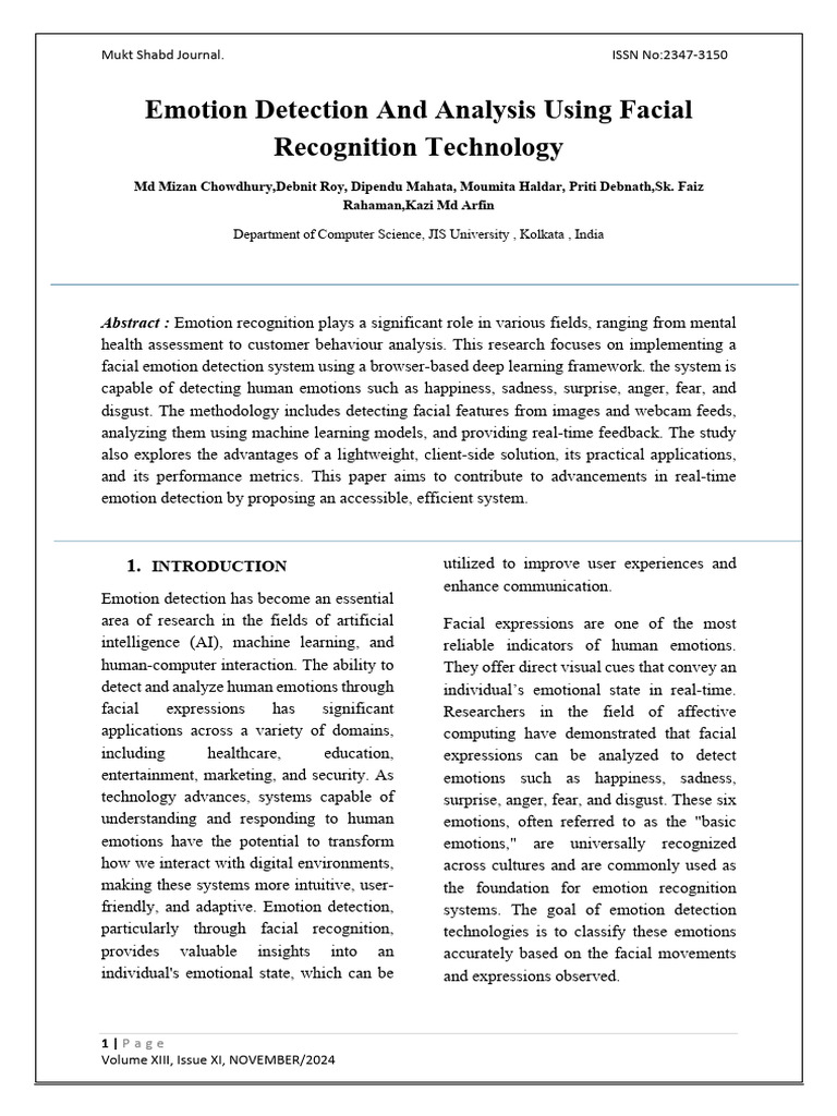 Real-Time Emotion Detection System | PDF | Emotions | Facial Expression