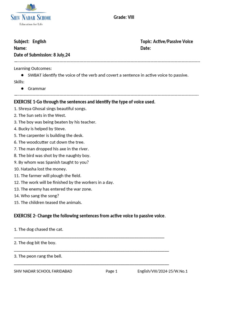 Active Passive Worksheet | PDF | Paper