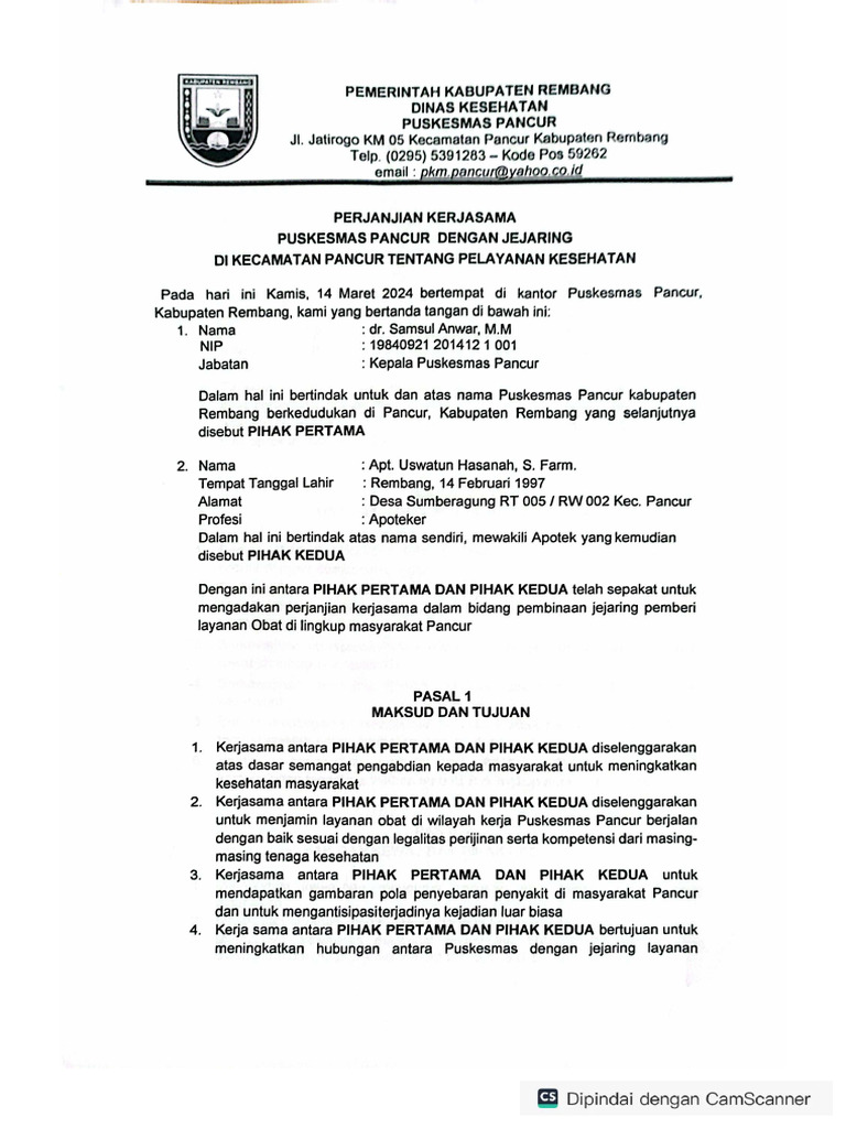 MOU Apotek Semeru | PDF