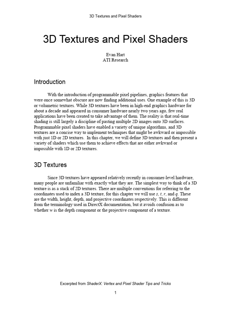 ShaderX-3D Textures and Pixel Shaders | PDF | Texture Mapping | Shader