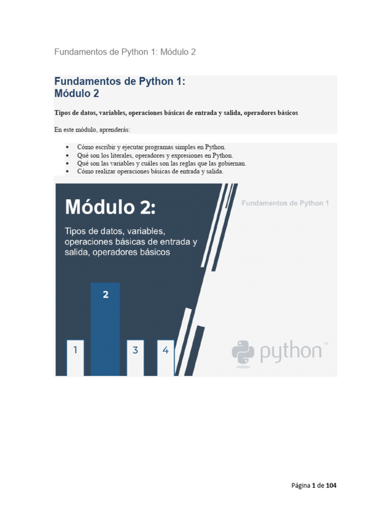 Fundamentos de Python 1 Mod 2 | PDF | Python (lenguaje de programación) | Exponenciación