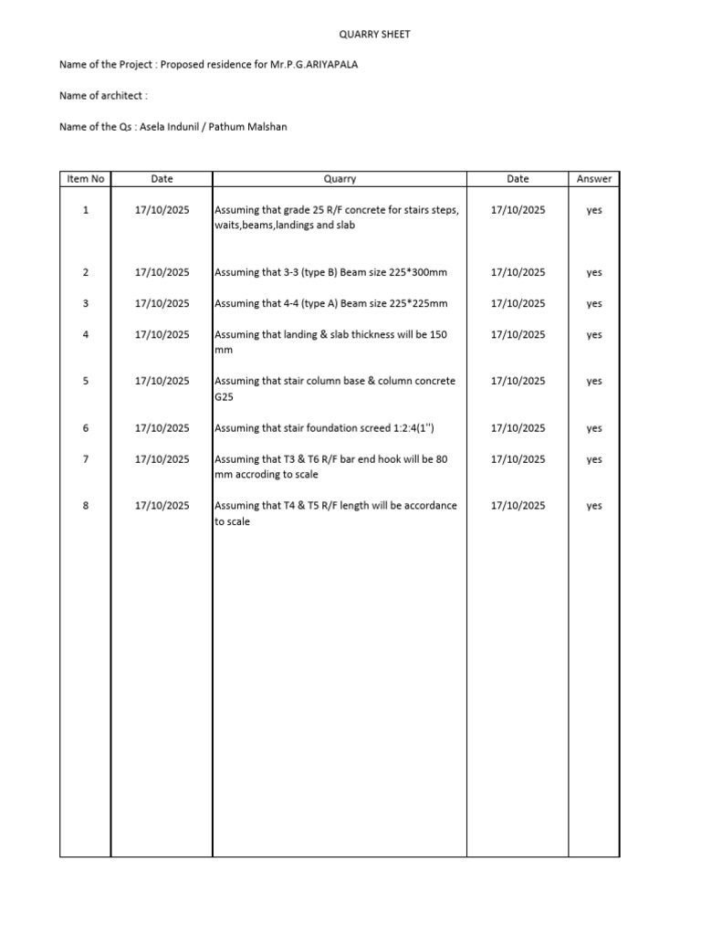 Quarry Sheet | PDF