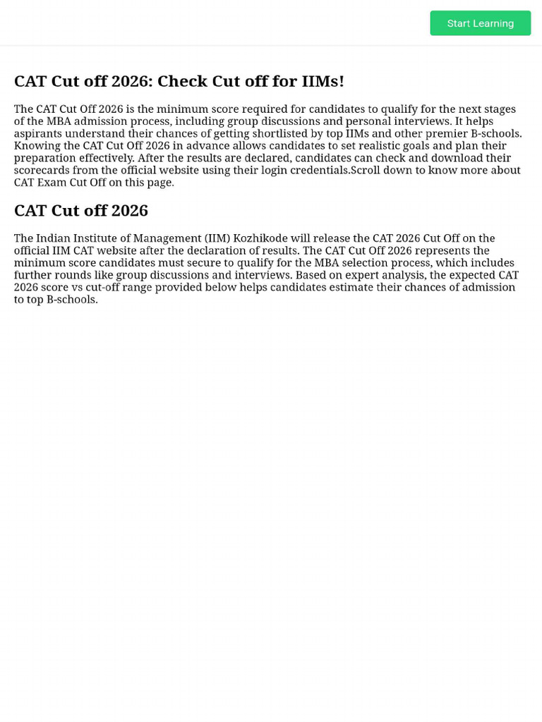 CAT Cut Off 2026 - Check Cut Off For IIMs! | PDF