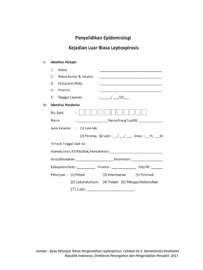 FORM PE KLB Leptospirosis | PDF