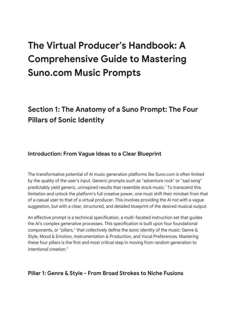 Mastering Suno Music Prompts Guide | PDF | Song Structure | Tempo