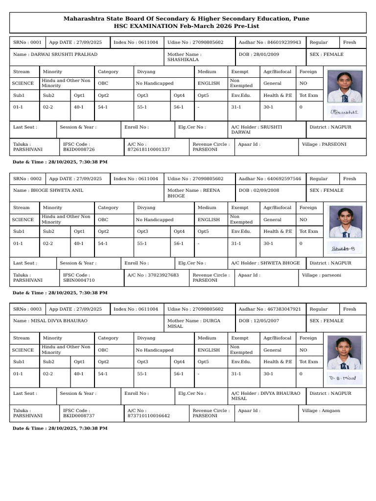 Pre List | PDF | Qualifications | Student Assessment And Evaluation