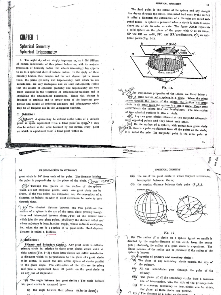 Spherical Trigonometry (1) | PDF