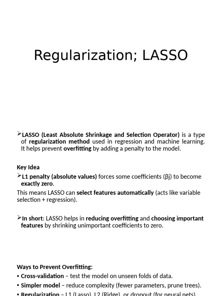 LASSO Regularization in Regression | PDF