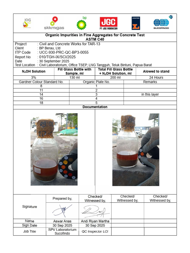 Organic Impurities Test for Concrete | PDF