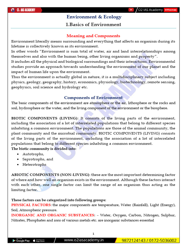 Basics of Environment | PDF | Natural Environment | Ecology