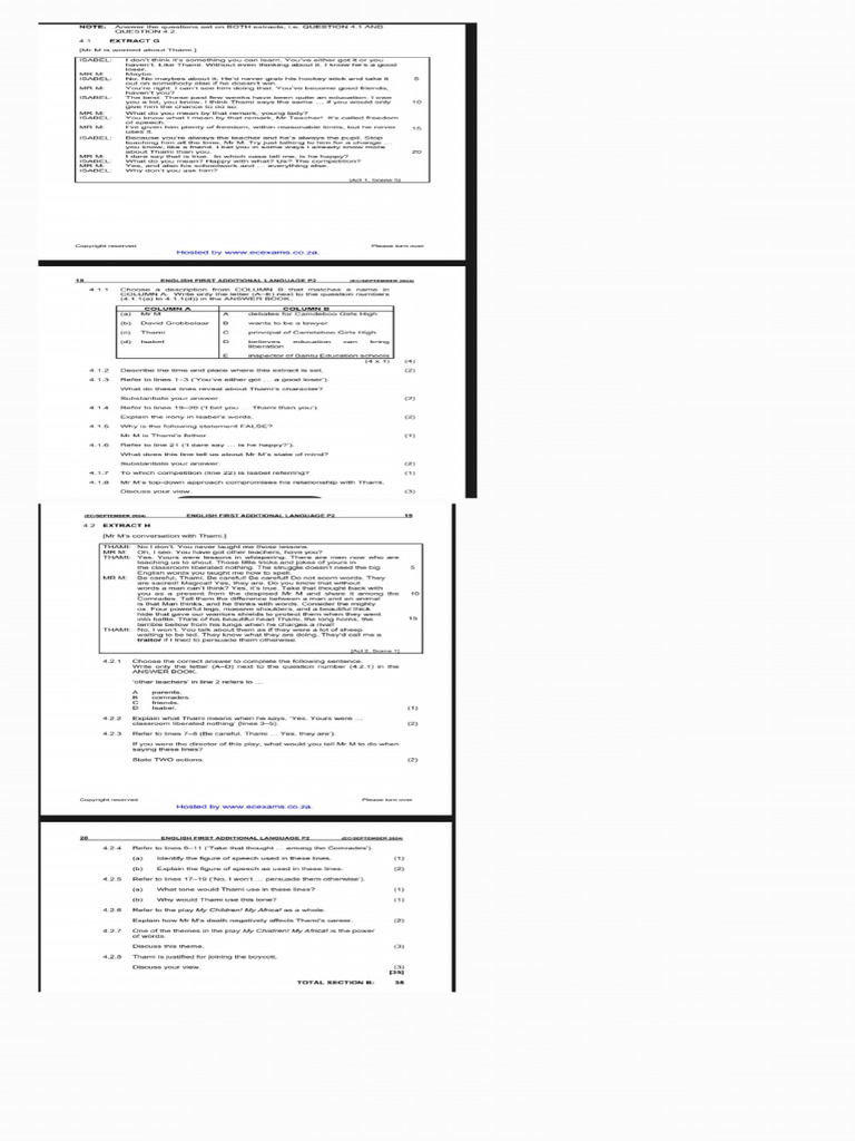 English FAL P2 Exam Questions and Answers | PDF