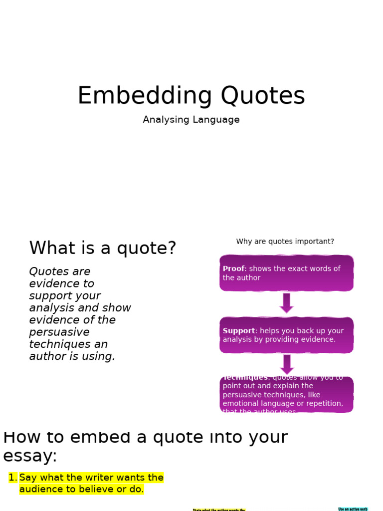 Embedding Quotes - Explainer | PDF | Punctuation | Argument