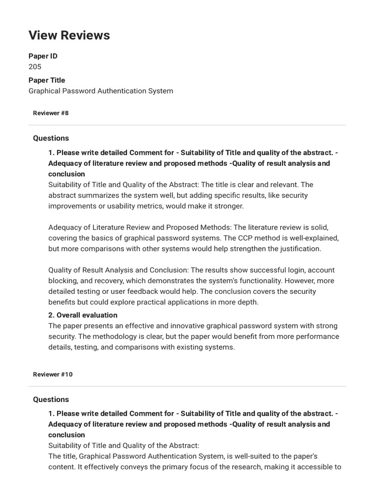 Conference Management Toolkit - View Review | PDF | Password | Abstract ...