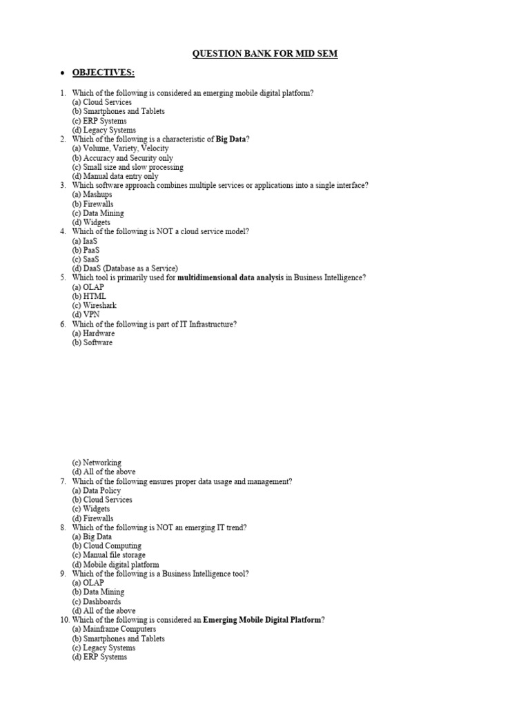 Itm With Erp Question Bank Mid Sem | PDF | Cloud Computing | Software ...