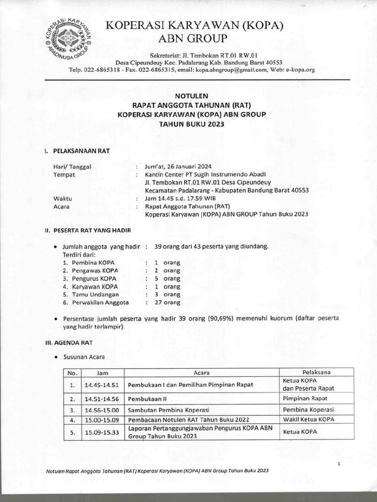 Contoh Notulen Rat | PDF