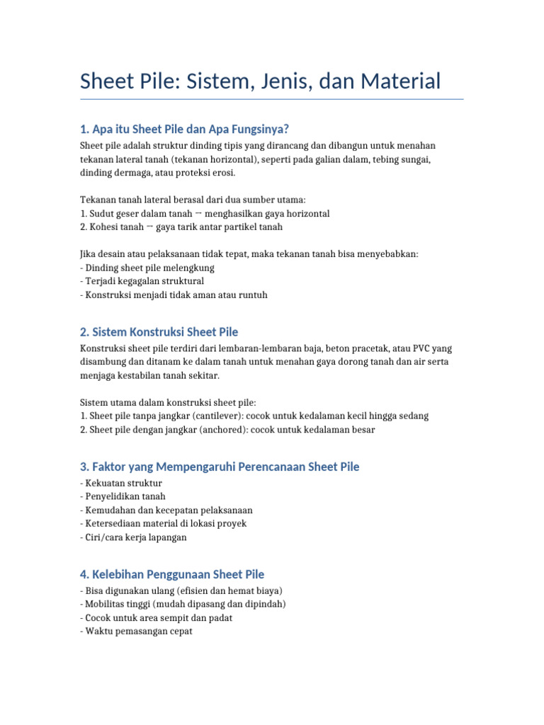 Ringkasan Sheet Pile | PDF
