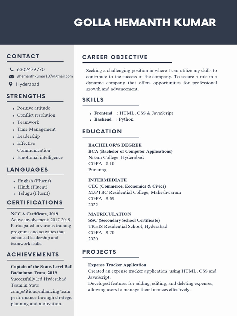 Resume (Hemanth) | PDF