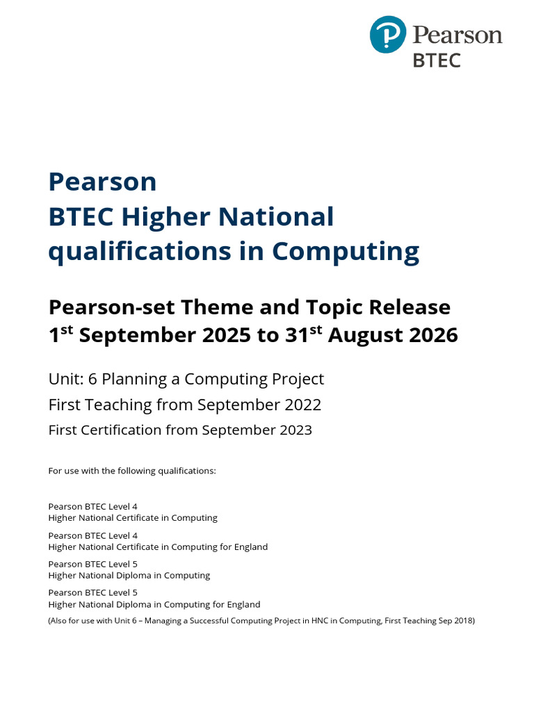 Btec HN Computing L4 Pearson Set Release 2025 2026 | PDF | Computer Security | Security
