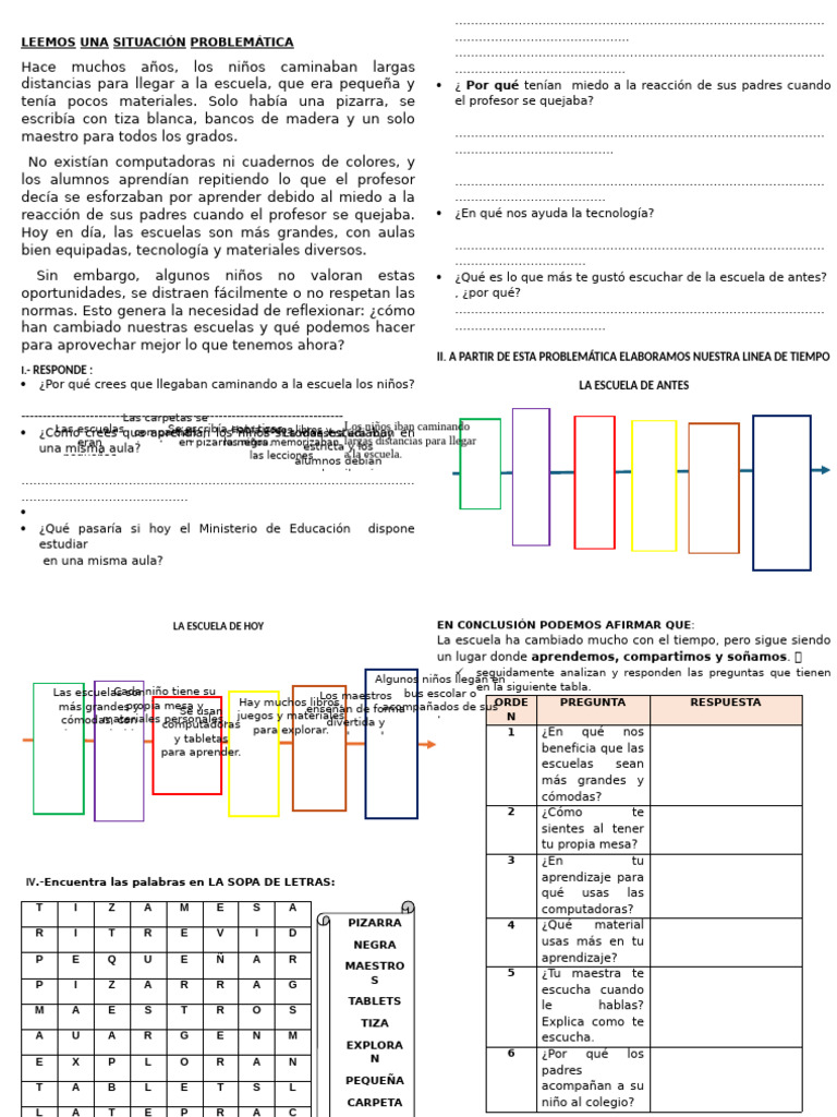 FICHA PERSONAL - Como Era La Escuela de Antes y La de Hoy | PDF ...
