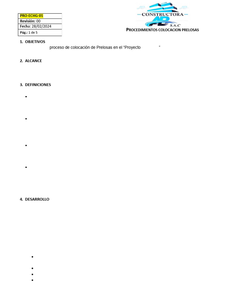 Procedimiento Colocacion de Prelosas | PDF | Hormigón | Grúa (máquina)