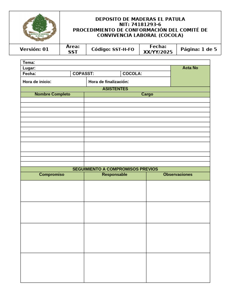 Actas de Reunion Copasst y Cocola | PDF