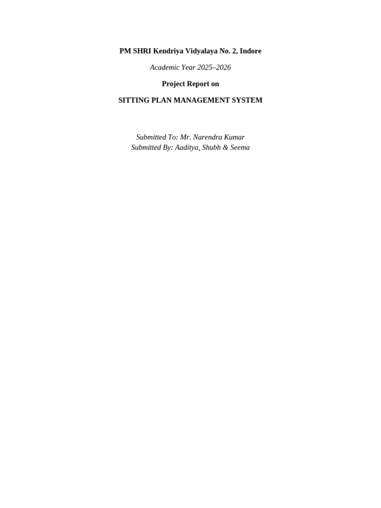 Final Sitting Plan Project Report | PDF | Databases | My Sql