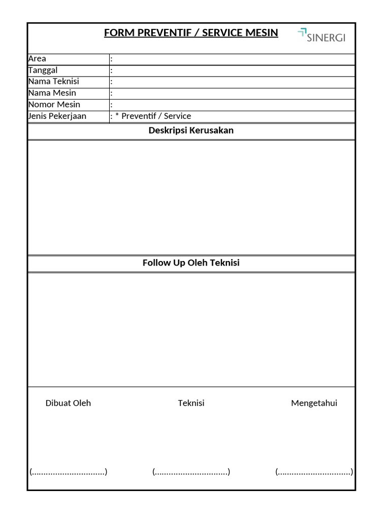 Form Perbaikin Mesin | PDF