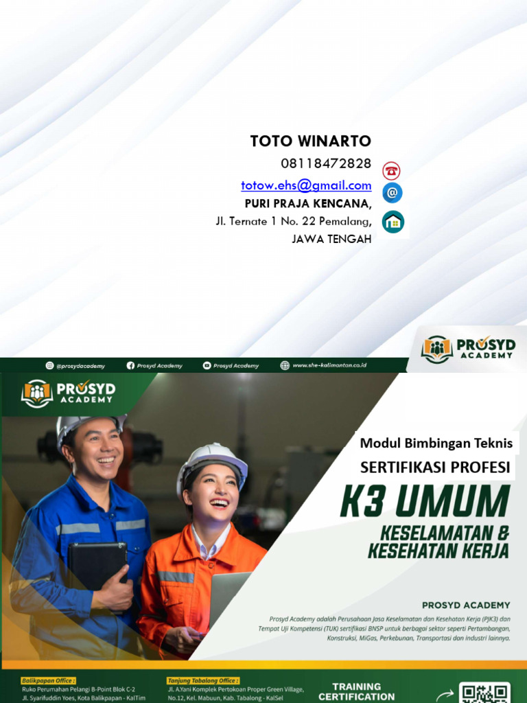 Bimbingan Teknis Sertifikasi K3 Umum | PDF