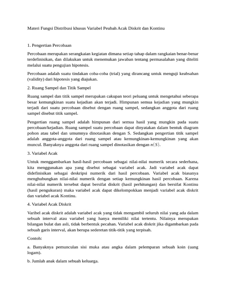 Fungsi Distribusi Variabel Acak Diskrit dan Kontinu | PDF