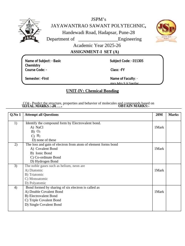 Basic Chemistry All Unit Assignment and Workbook | PDF | Corrosion ...