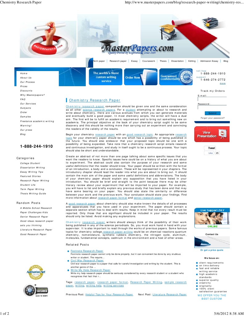 Chemistry Research Paper | PDF | Academic Publishing | Thesis