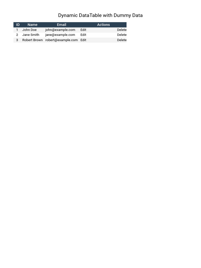 Dynamic DataTable With Dummy Data | PDF