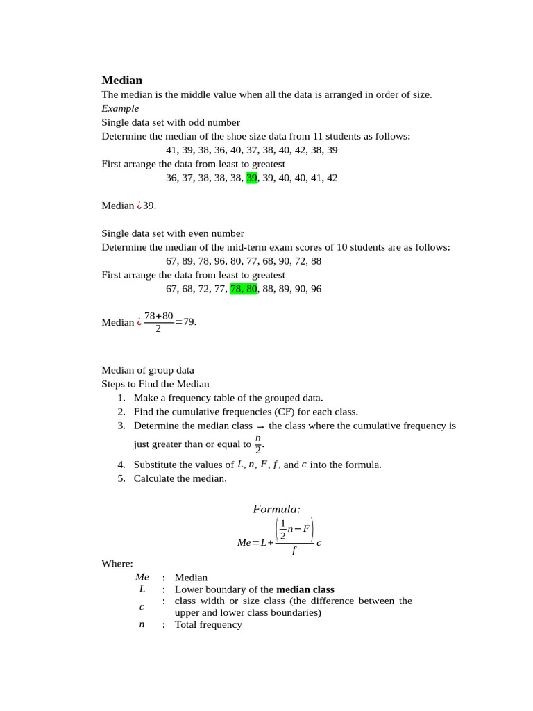 Median | PDF | Quartile | Median