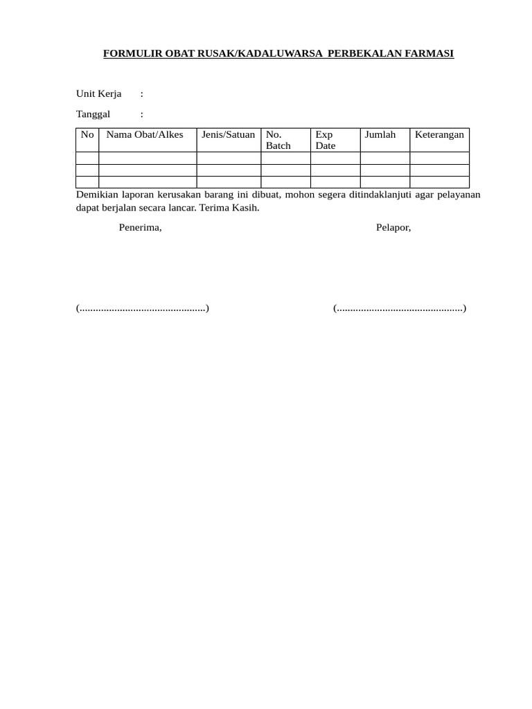 Laporan Obat Rusak | PDF