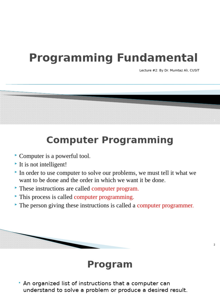 Lecture 2 Fundamental Programming | PDF | Computer Program | Programming